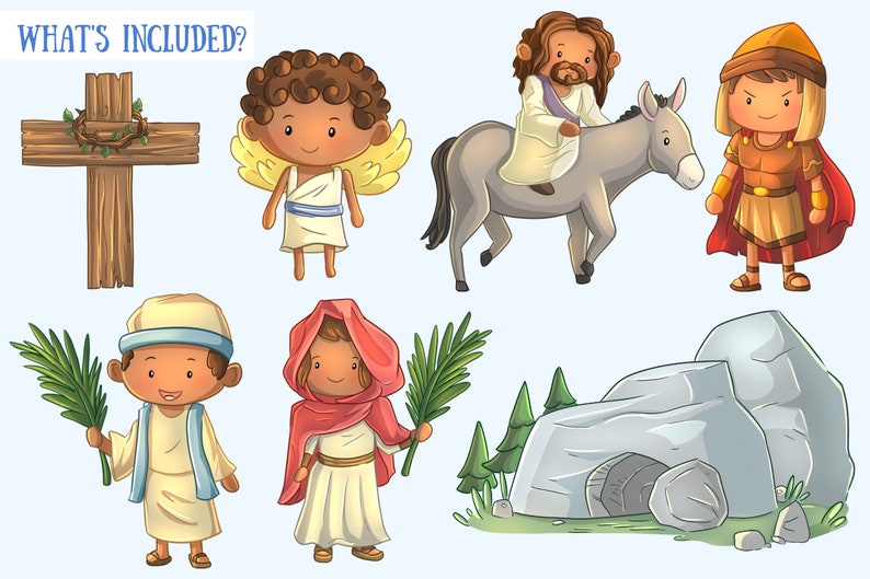 Cute Easter Story Clip Art Jesus Easter Story Palm Sunday - Etsy Canada