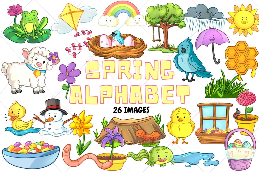 Spring Alphabet Clip Art Collection, Spring Things Clip Art, Spring ...
