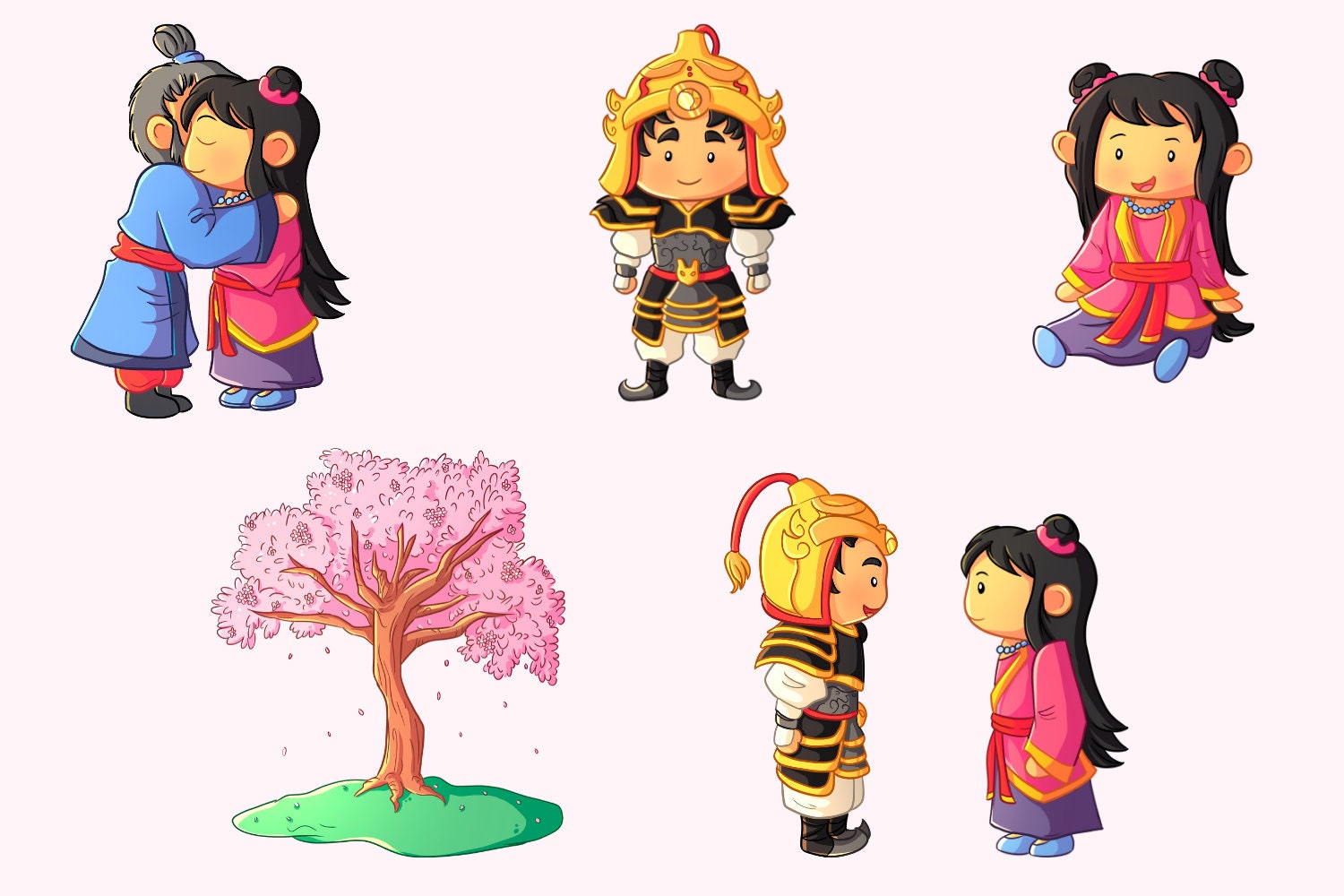 Cute Mulan Story Book Clipart, Mulan Princess Clip Art, Brave Princess ...