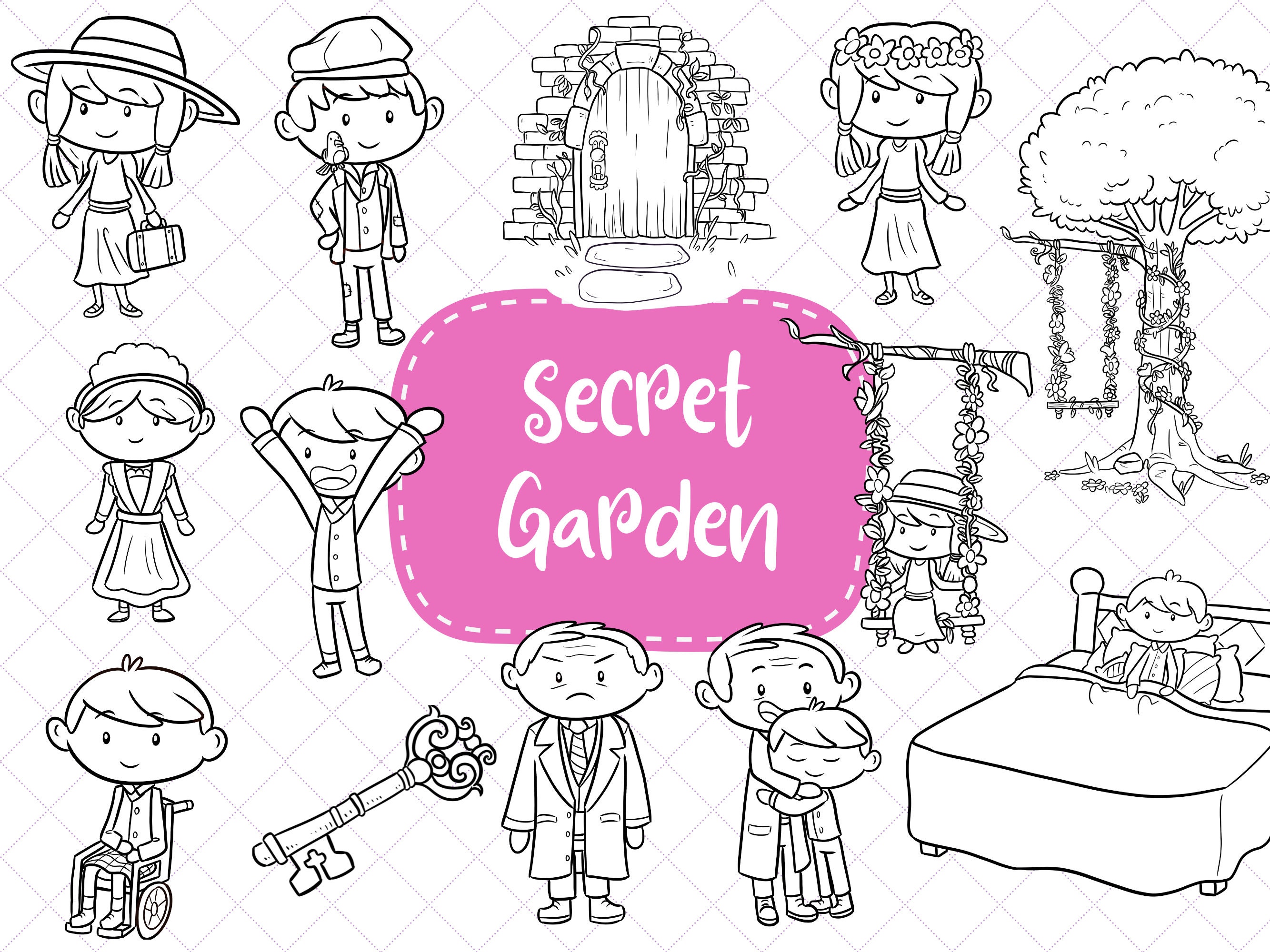 Secret Garden Clipart, Cute Story Book Clipart, Kawaii Classroom ...