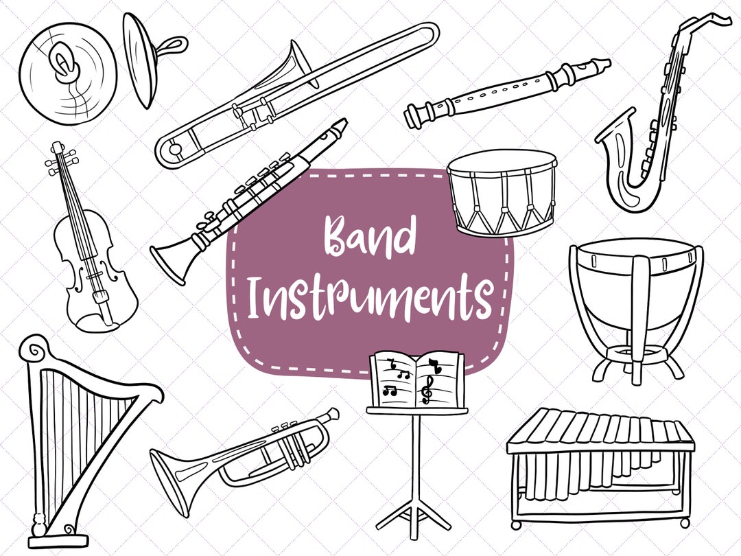 Band Instruments Clip Art, Kids Playing Music Clipart, Cute Kids Music ...