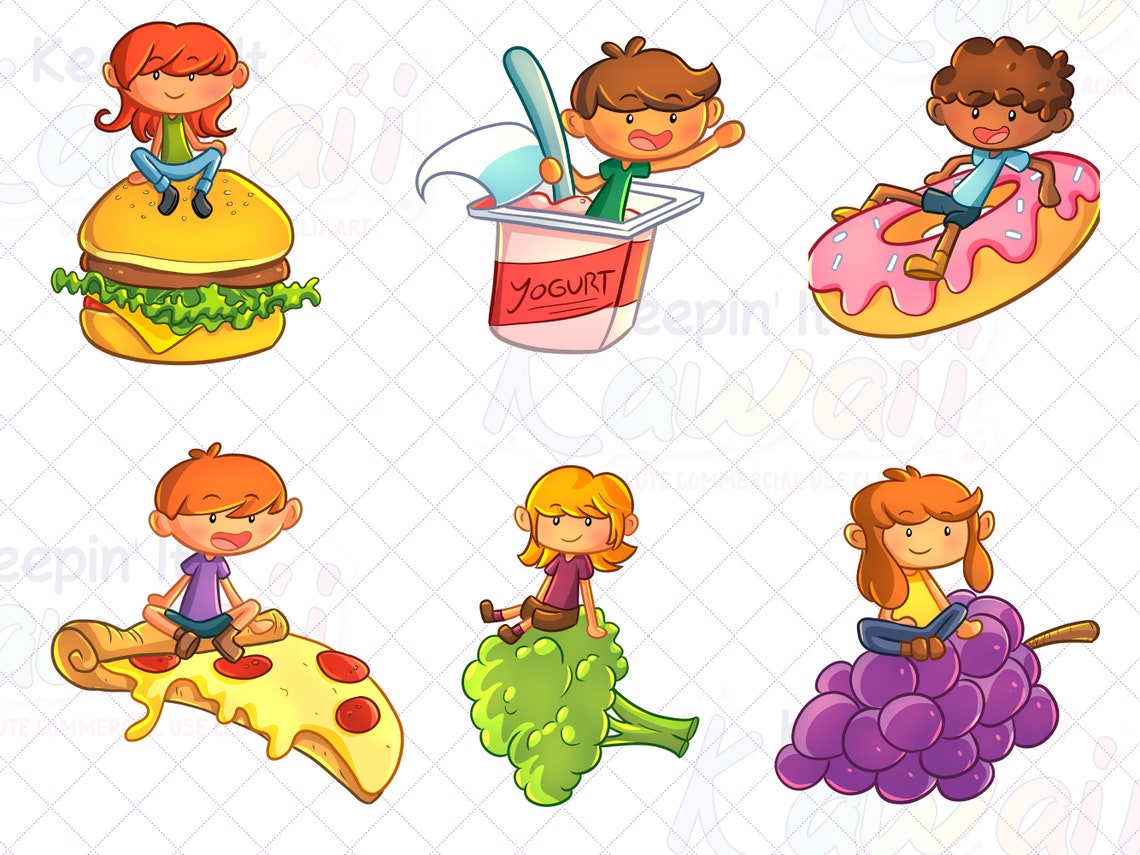 Giant Foods Clipart Kids With Food Clipart Collection Cute - Etsy