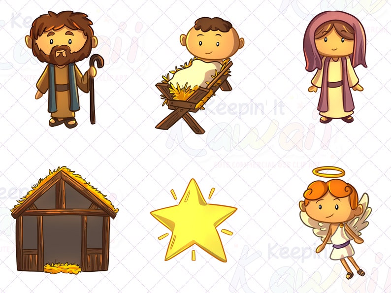 Christmas Nativity Clip Art Collection Baby Jesus Clipart - Etsy
