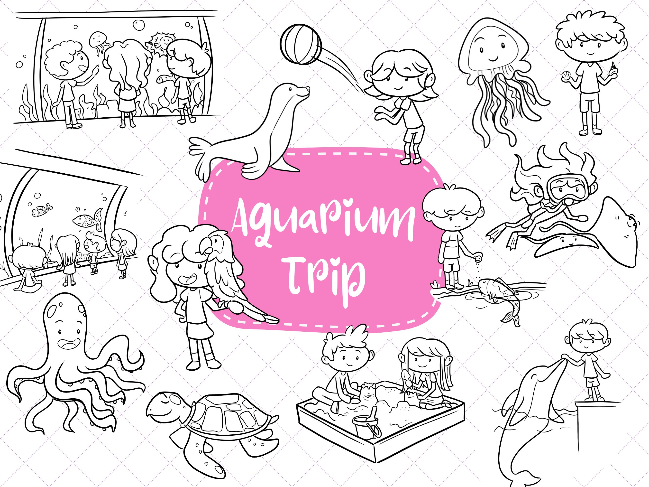 Aquarium Kids Clipart Trip to the Aquarium Clip Art School - Etsy
