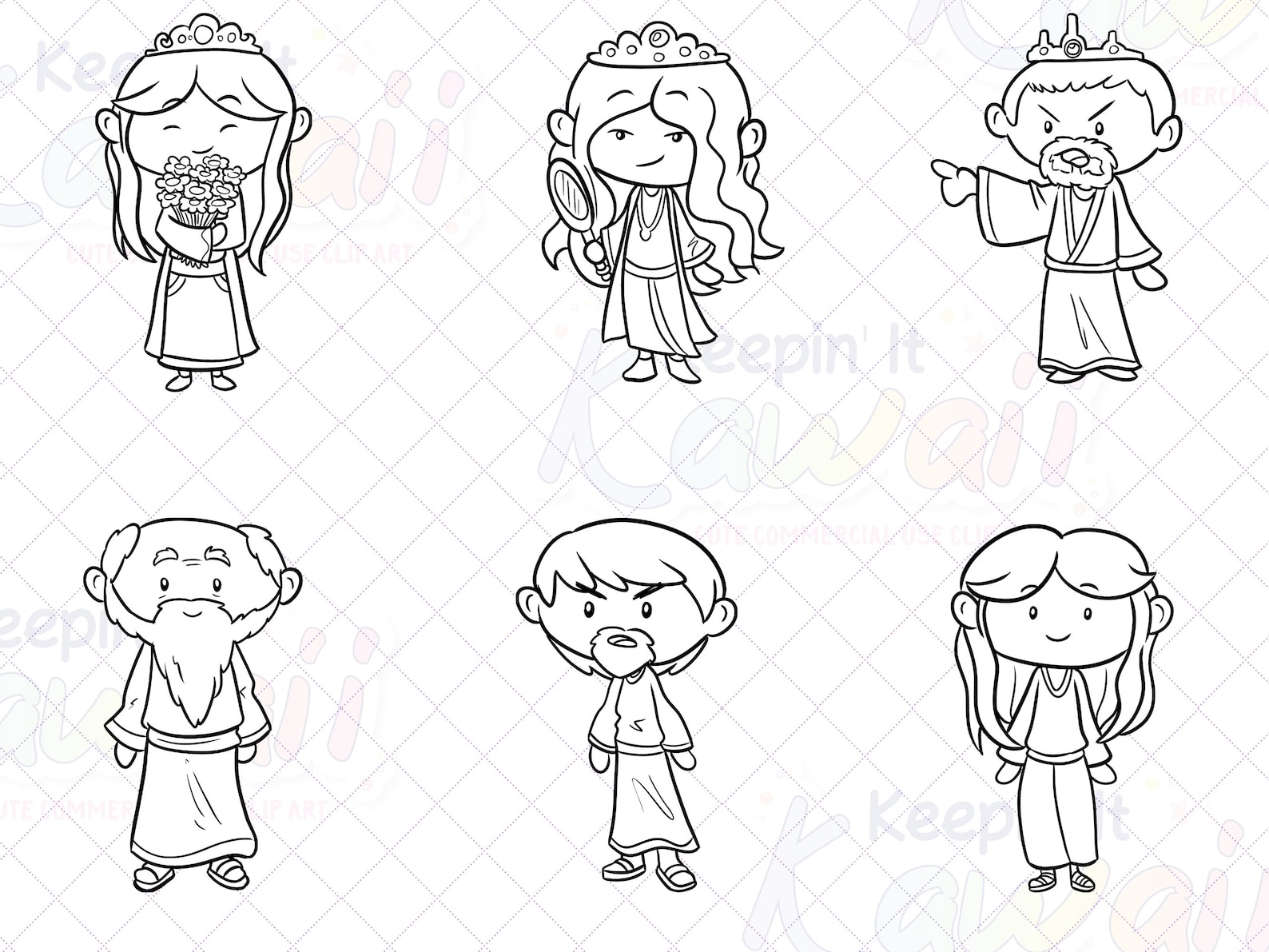 Queen Esther Bible Story Clipart, Bible Characters Clipart, Old ...