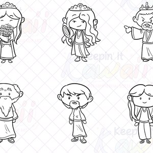 Queen Esther Bible Story Clipart, Bible Characters Clipart, Old ...