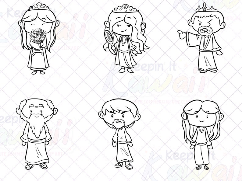 Queen Esther Bible Story Clipart, Bible Characters Clipart, Old ...