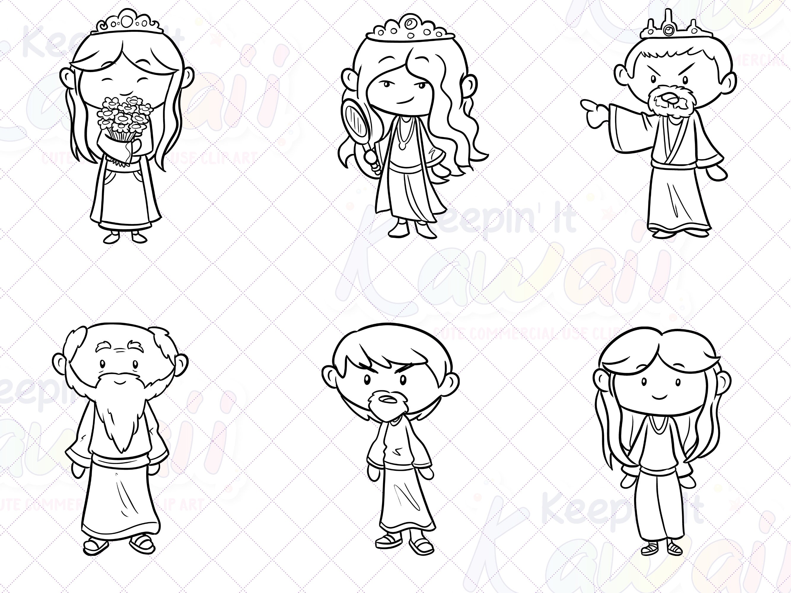 Queen Esther Bible Story Clipart, Bible Characters Clipart, Old ...