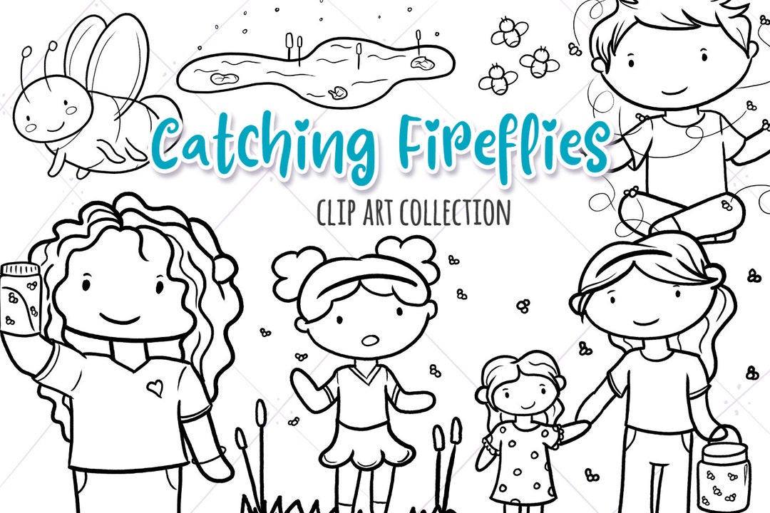 Catching Fireflies Digital Stamp Set - Fire Fly Stamps - Summer Time ...