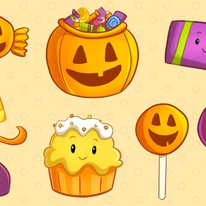 Cute Halloween Clip Art, Spooky Sweets, Kawaii Halloween Candy, Happy ...