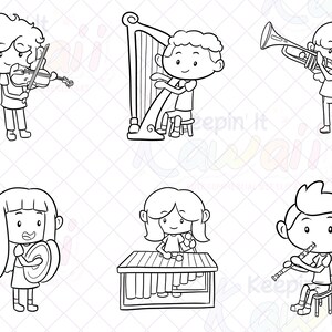 Cute Band Kids Clip Art, Kids Playing Music Clipart, Cute Kids Music ...