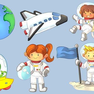 Cute Space Kids Clip Art Collection, Kids in Space, Astronaut Kids ...