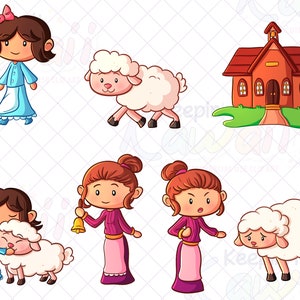 Mary Had A Little Lamb Clip Art, Nursery Rhyme Clipart, Little Lamb ...