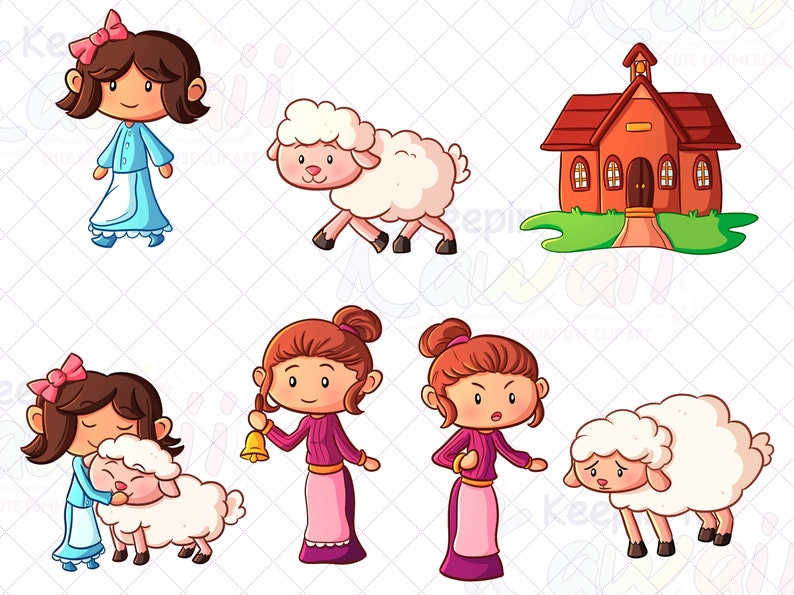 Mary Had A Little Lamb Clip Art Nursery Rhyme Clipart Little - Etsy ...