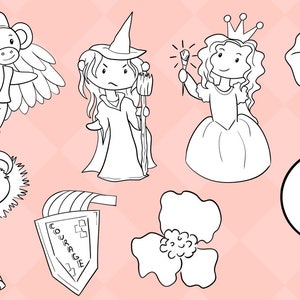 Wizard of Oz Black and White Digital Stamps, Wizard of Oz Coloring ...