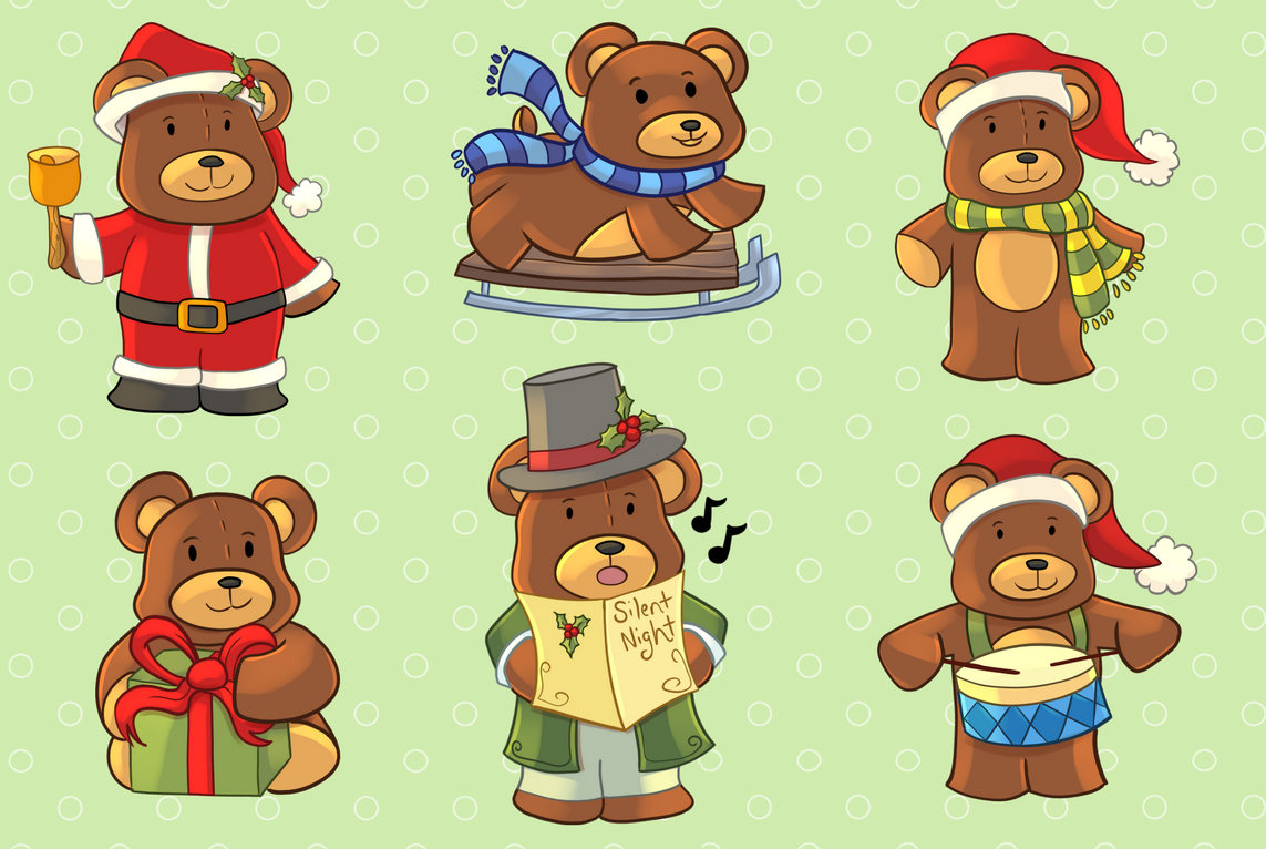 Bear Christmas Clip Art Collection, Cute Christmas Clip Art, Christmas ...