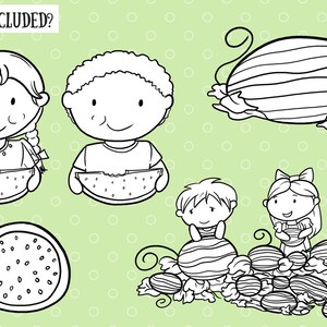 Watermelon Patch Kids Digital Stamps Set Cute Kids | Etsy