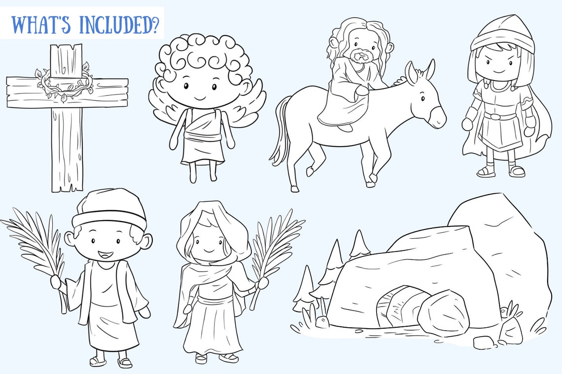 Cute Easter Story Clip Art Jesus Easter Story Palm Sunday - Etsy