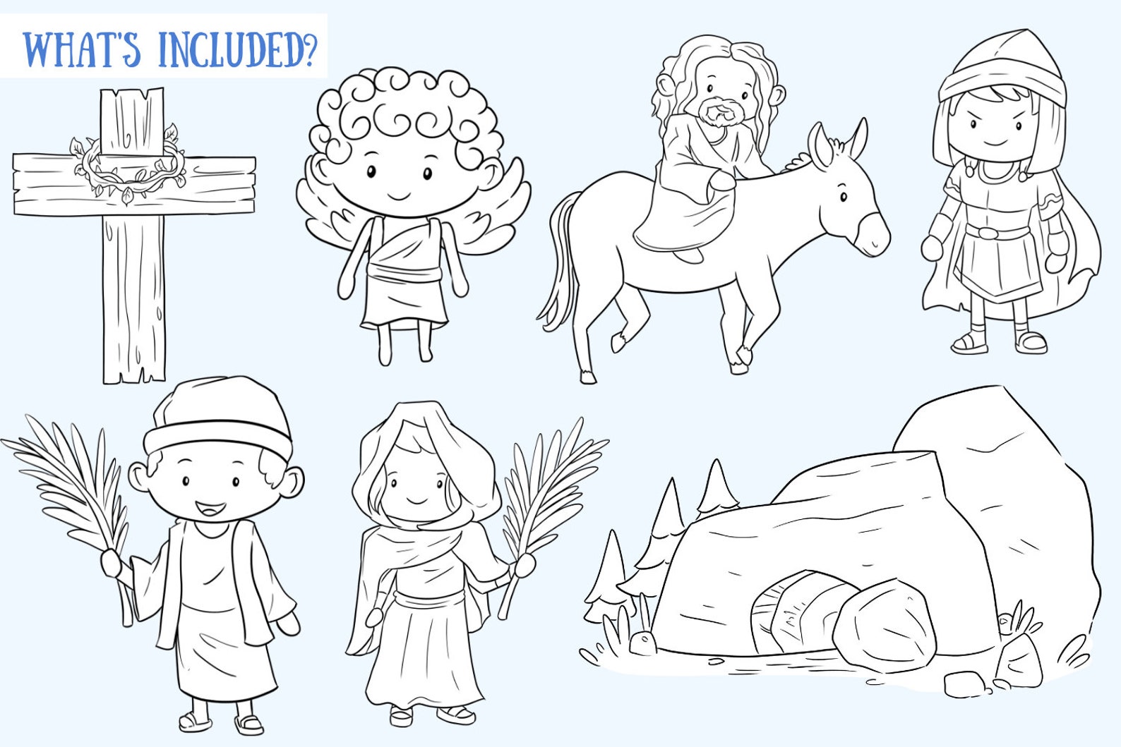 Cute Easter Story Clip Art, Jesus Easter Story, Palm Sunday ...