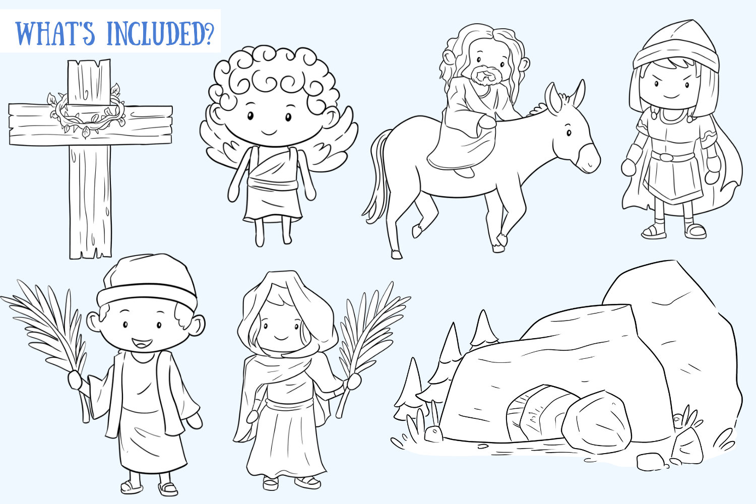 Cute Easter Story Clip Art, Jesus Easter Story, Palm Sunday ...
