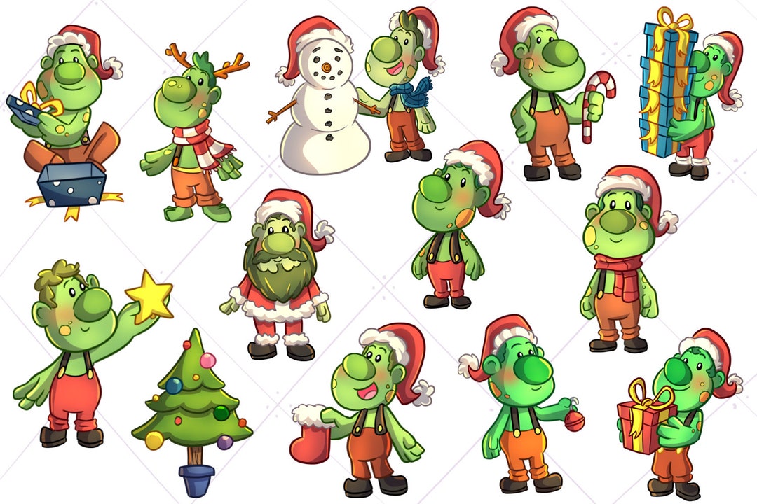 Christmas Trolls Clip Art Collection, Kawaii Christmas Trolls Clipart ...