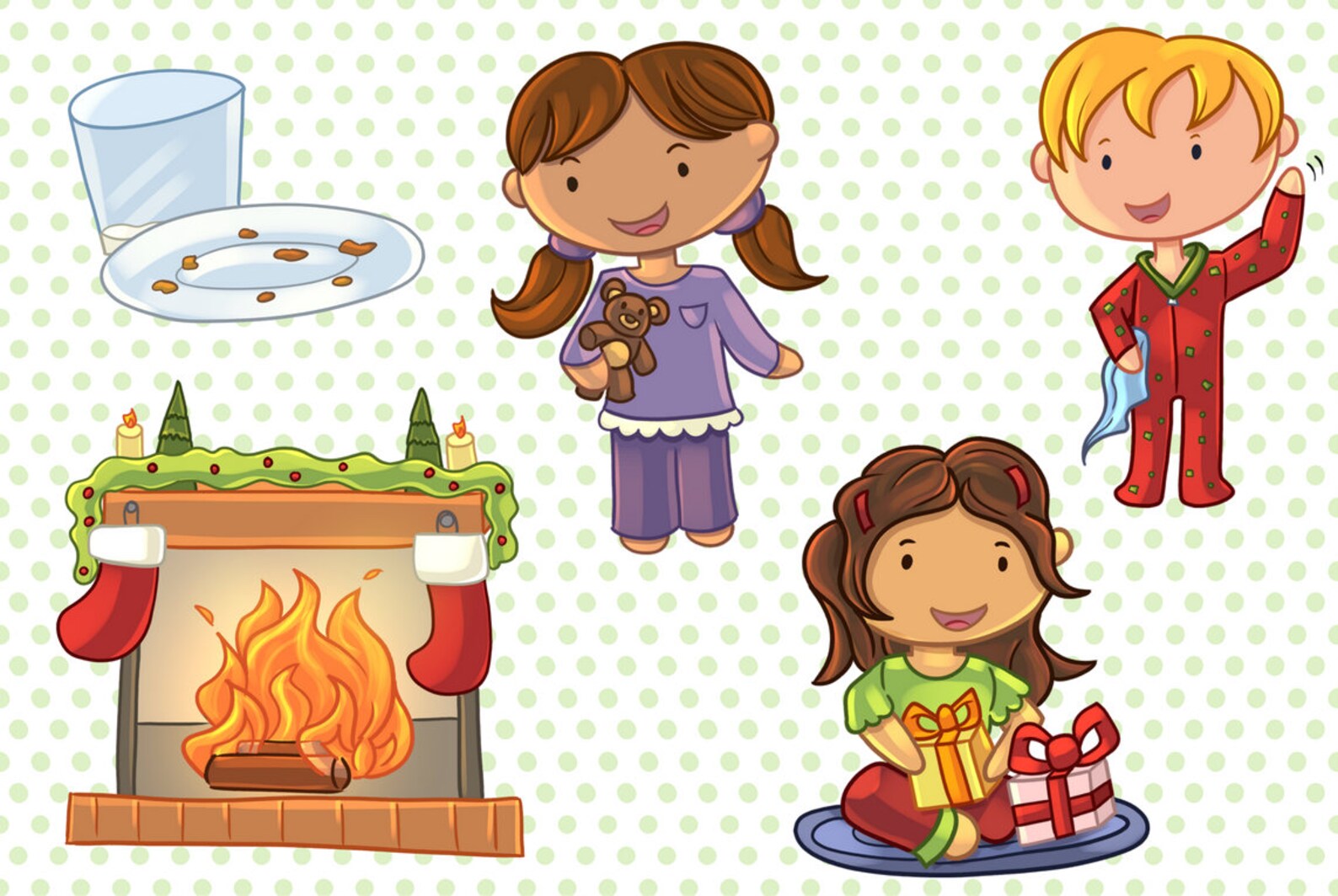 Christmas Morning Clip Art Collection, Cute Christmas Clip Art ...