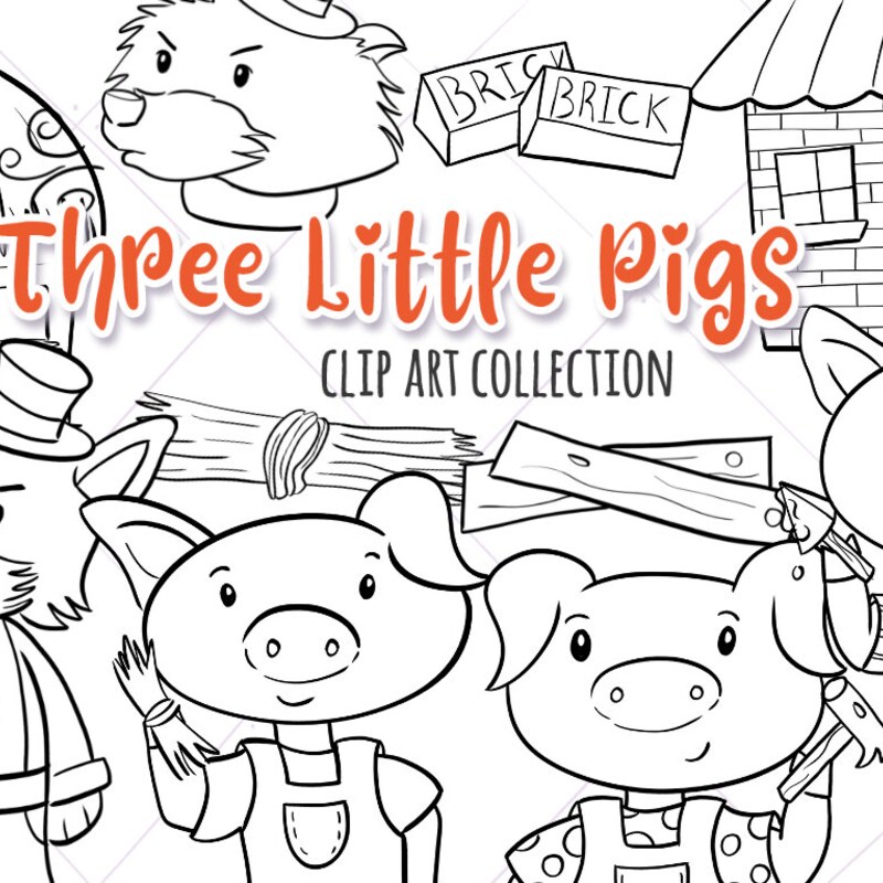 3 Little Pig Clipart - Etsy