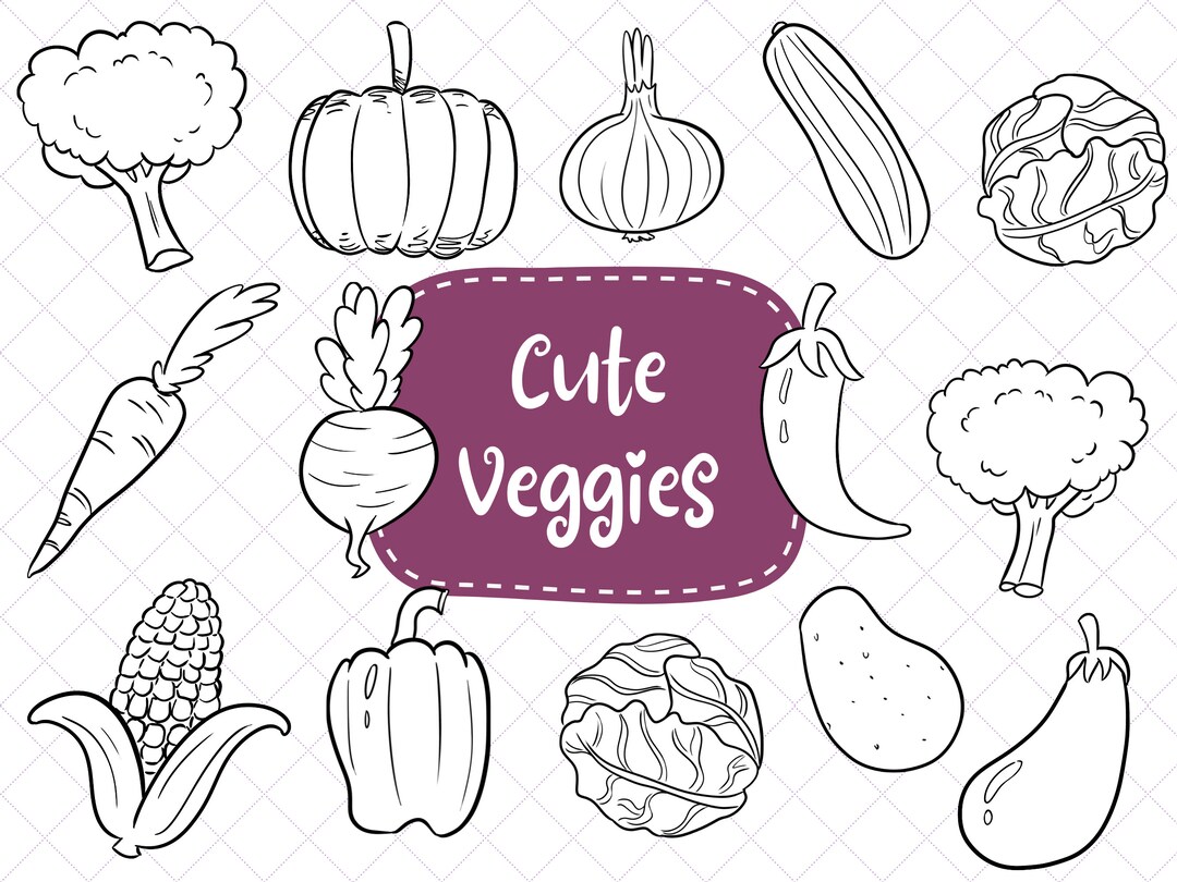 Cute Vegetables Clipart, Farmers Market Clip Art, Kawaii Fruits and ...