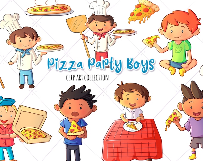 Pizza Party- Clip art and digital paper set - Pizza clipart - Etsy México