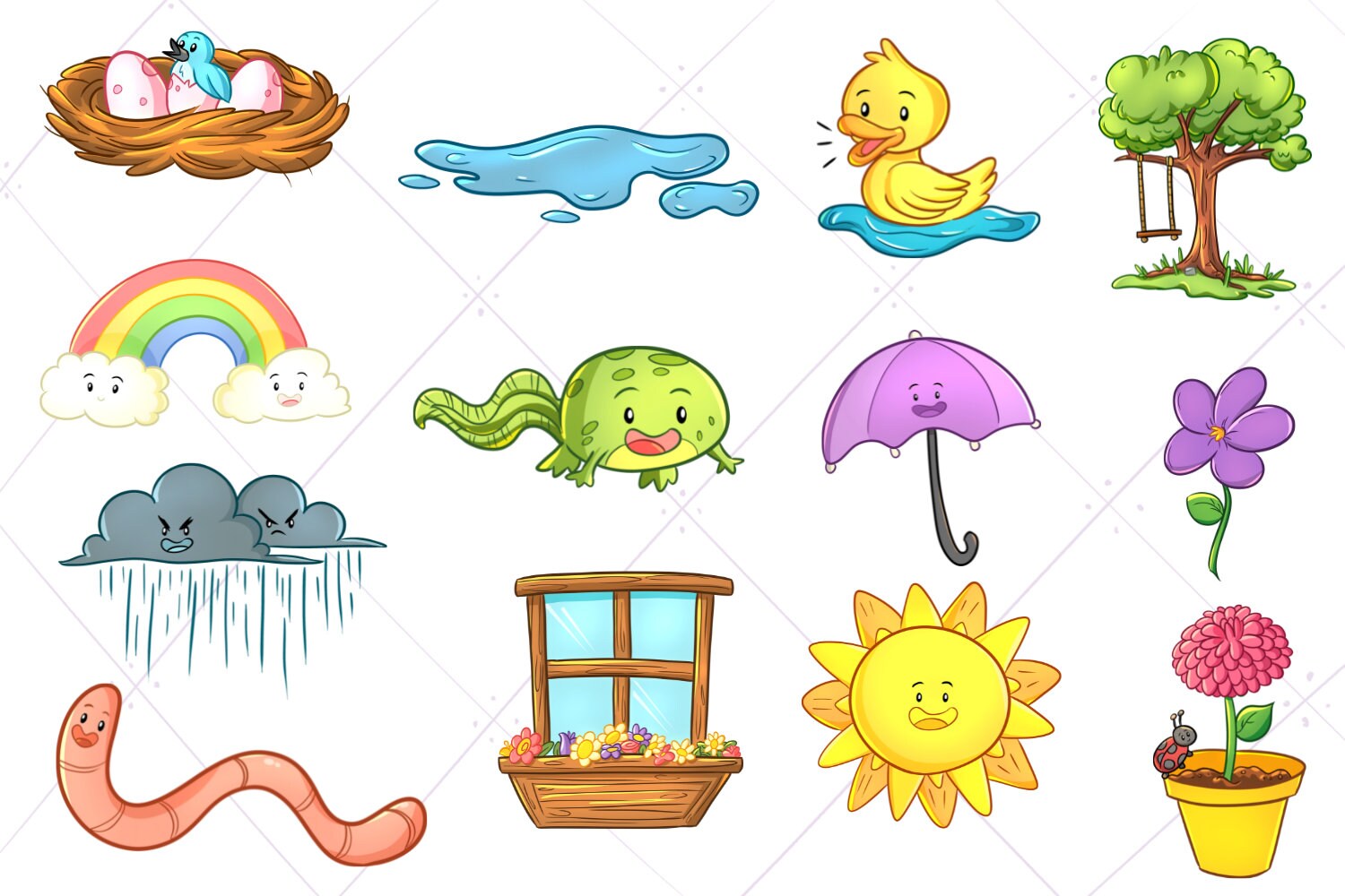 Spring Alphabet Clip Art Collection, Spring Things Clip Art, Spring ...