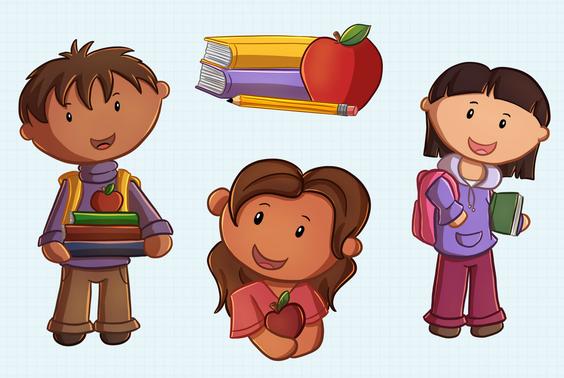 Back to School Kids Clip Art Collection, Cute School Kids, Kawaii Kids ...