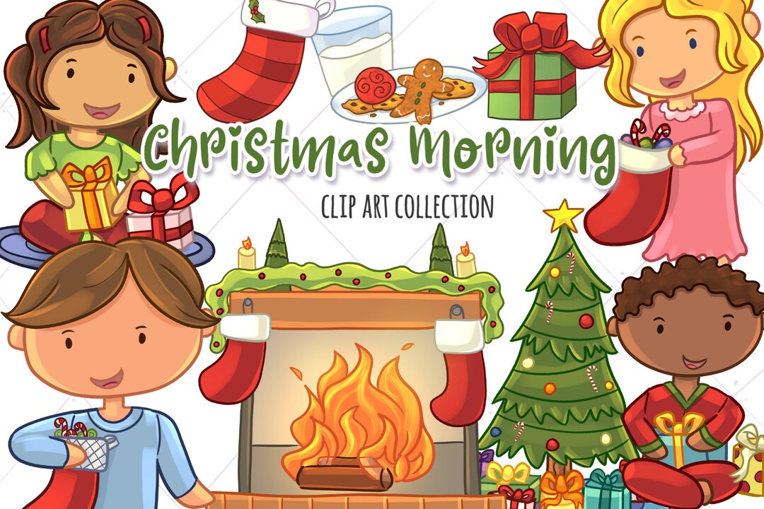 Christmas Morning Clip Art Collection, Cute Christmas Clip Art ...