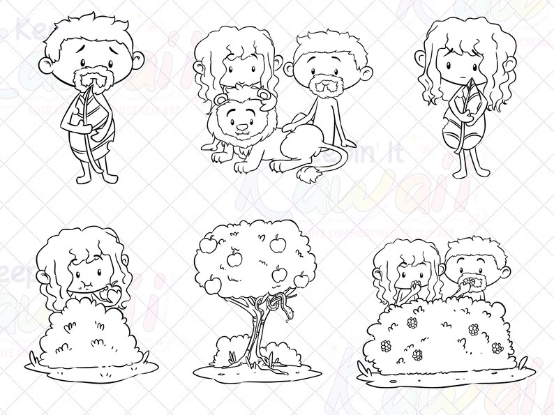 Adam and Eve Clip Art, Bible Story Clipart, Biblical Clip Art ...