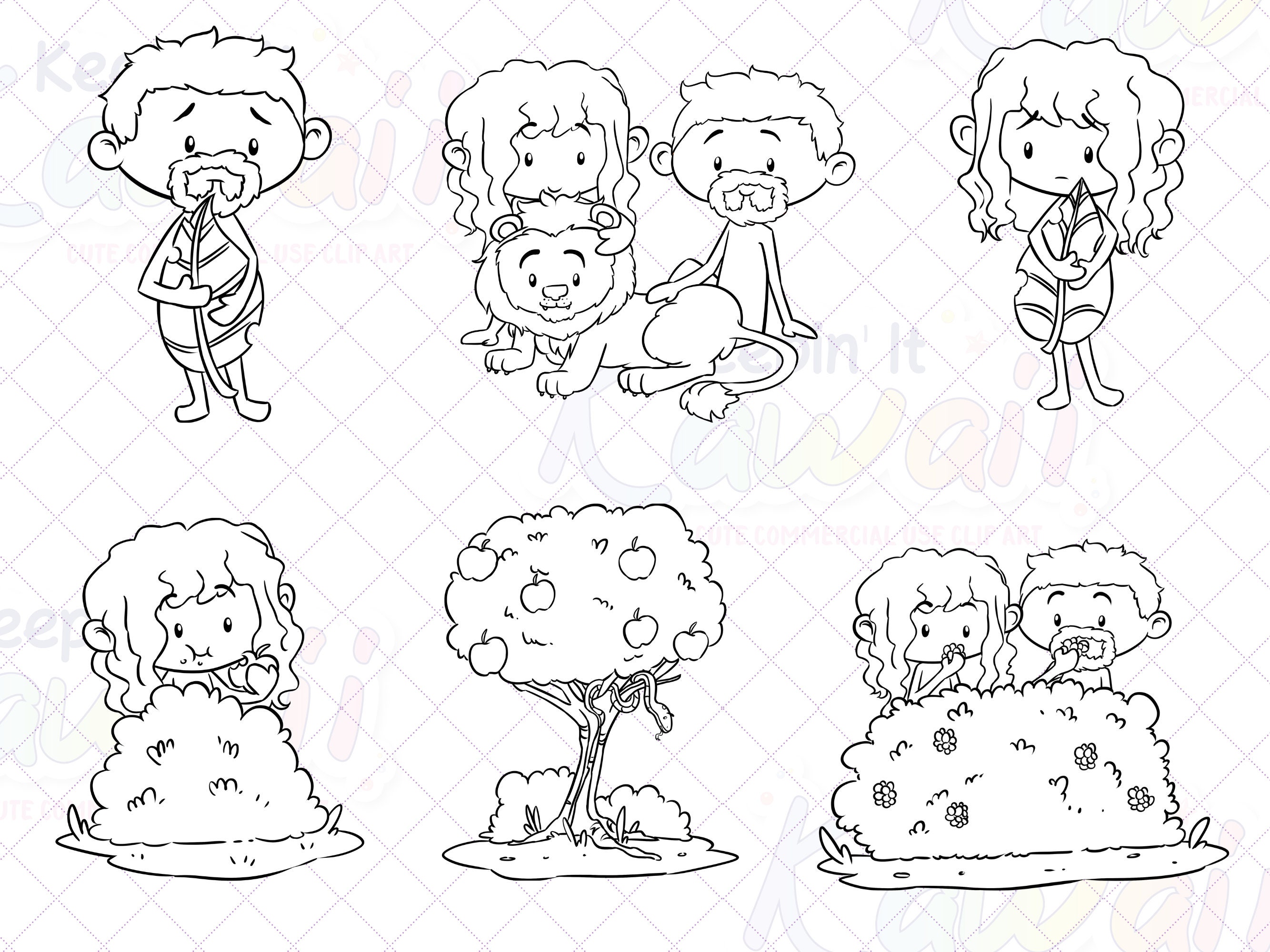 Adam and Eve Clip Art, Bible Story Clipart, Biblical Clip Art ...