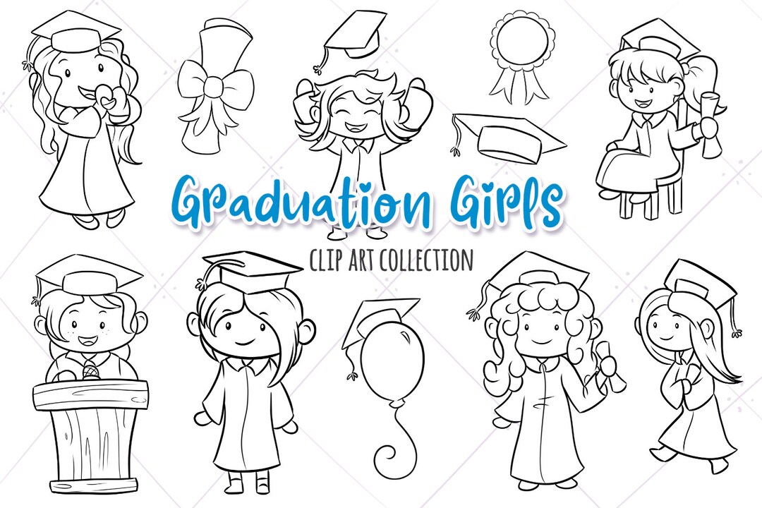 Cute Graduation Girls Clip Art Collection, Little Graduates Clipart ...