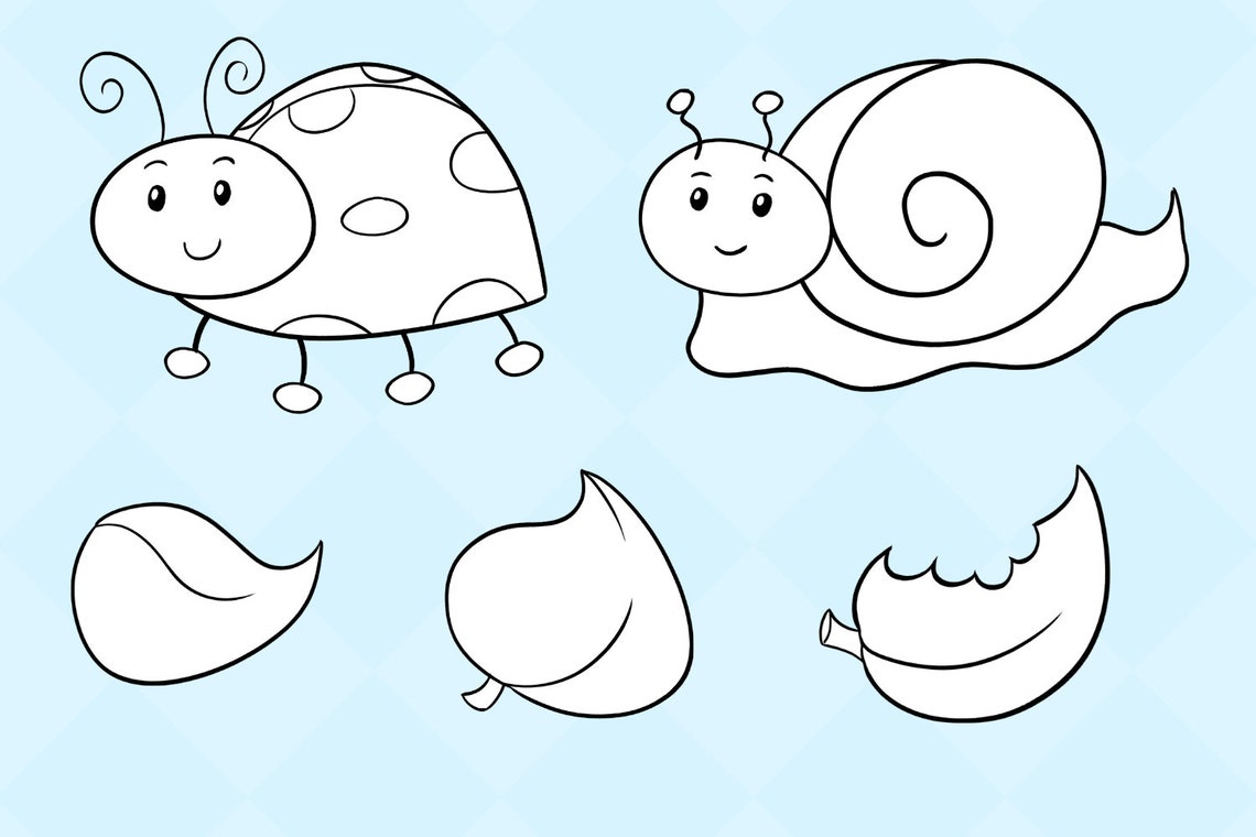 Cute Bugs Clip Art, Kawaii Bugs Clipart, Bugs and Flowers Clipart ...