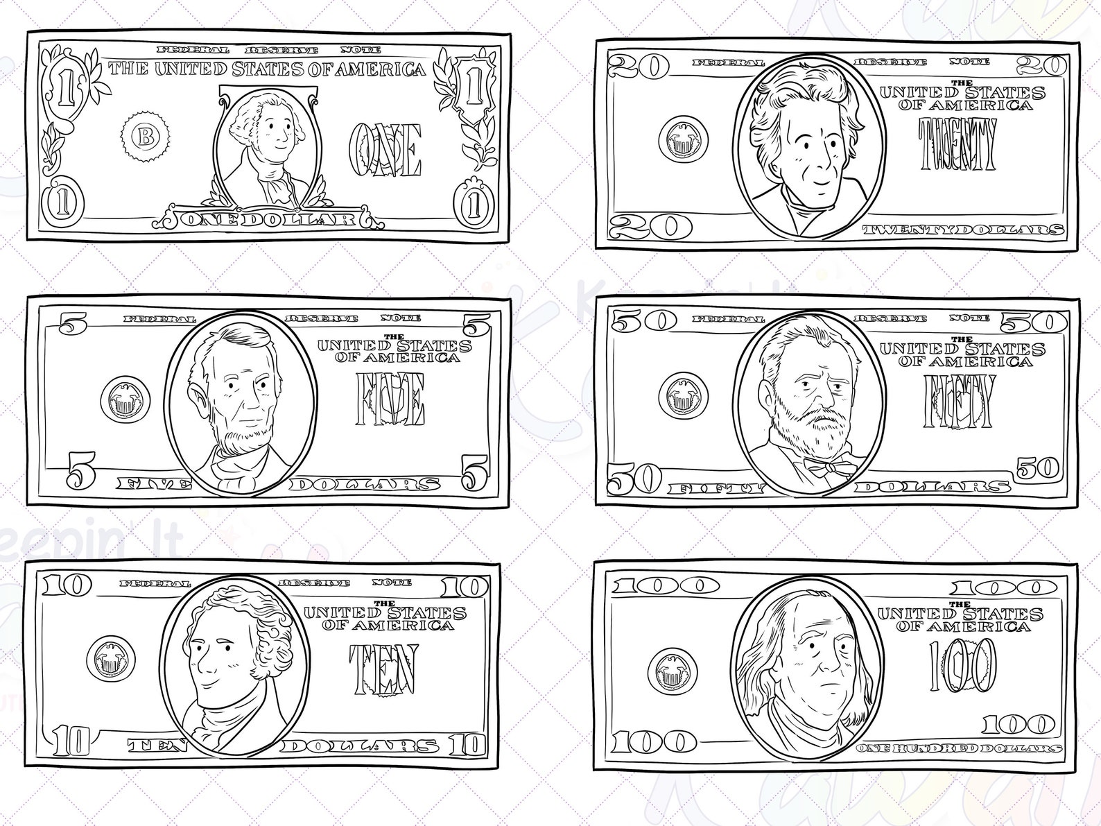 American Money Clip Art, Cute Money, Kids Money Clipart, Kids Finance ...