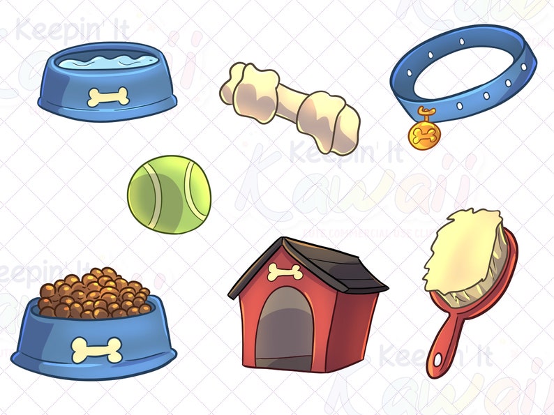 Dog Stuff Clip Art Cute Pets Clipart Cute Kids and Pets - Etsy