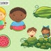 Watermelon Patch Kids Clip Art Set Cute Kids Watermelon Clip Art Summer ...