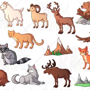 Mountain Animals Clip Art, Kawaii Mountain Animals, Animal Clip Art ...
