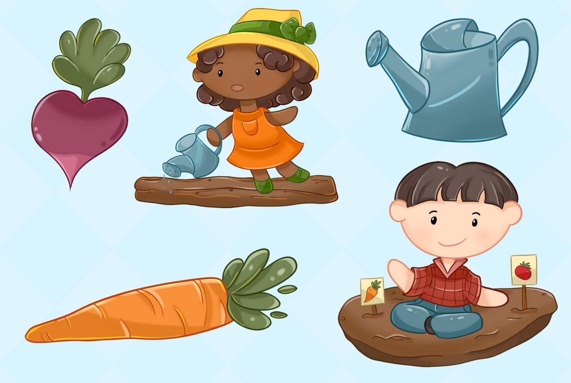 Kinderen Moestuin Clipart