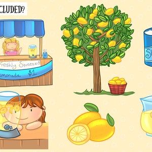 Cute Lemonade Stand Clip Art Set - Lemonade Kids Clip Art - Summer Time ...