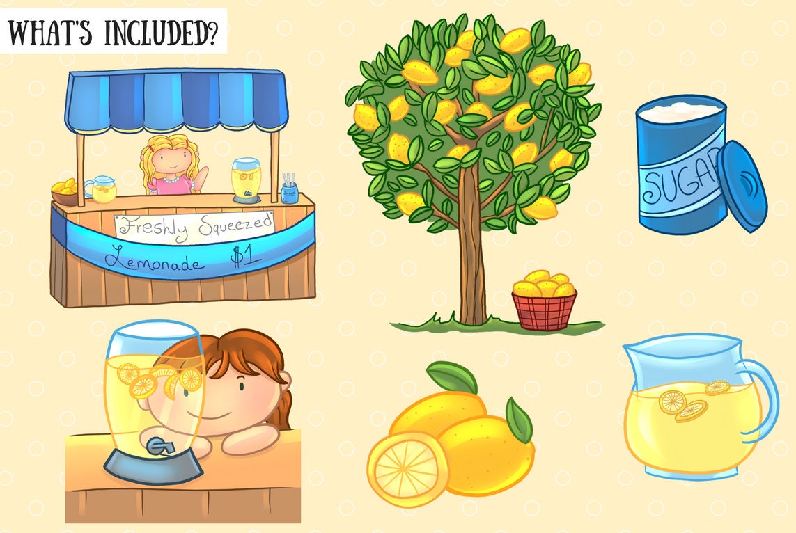 Cute Lemonade Stand Clip Art Set - Lemonade Kids Clip Art - Summer Time ...