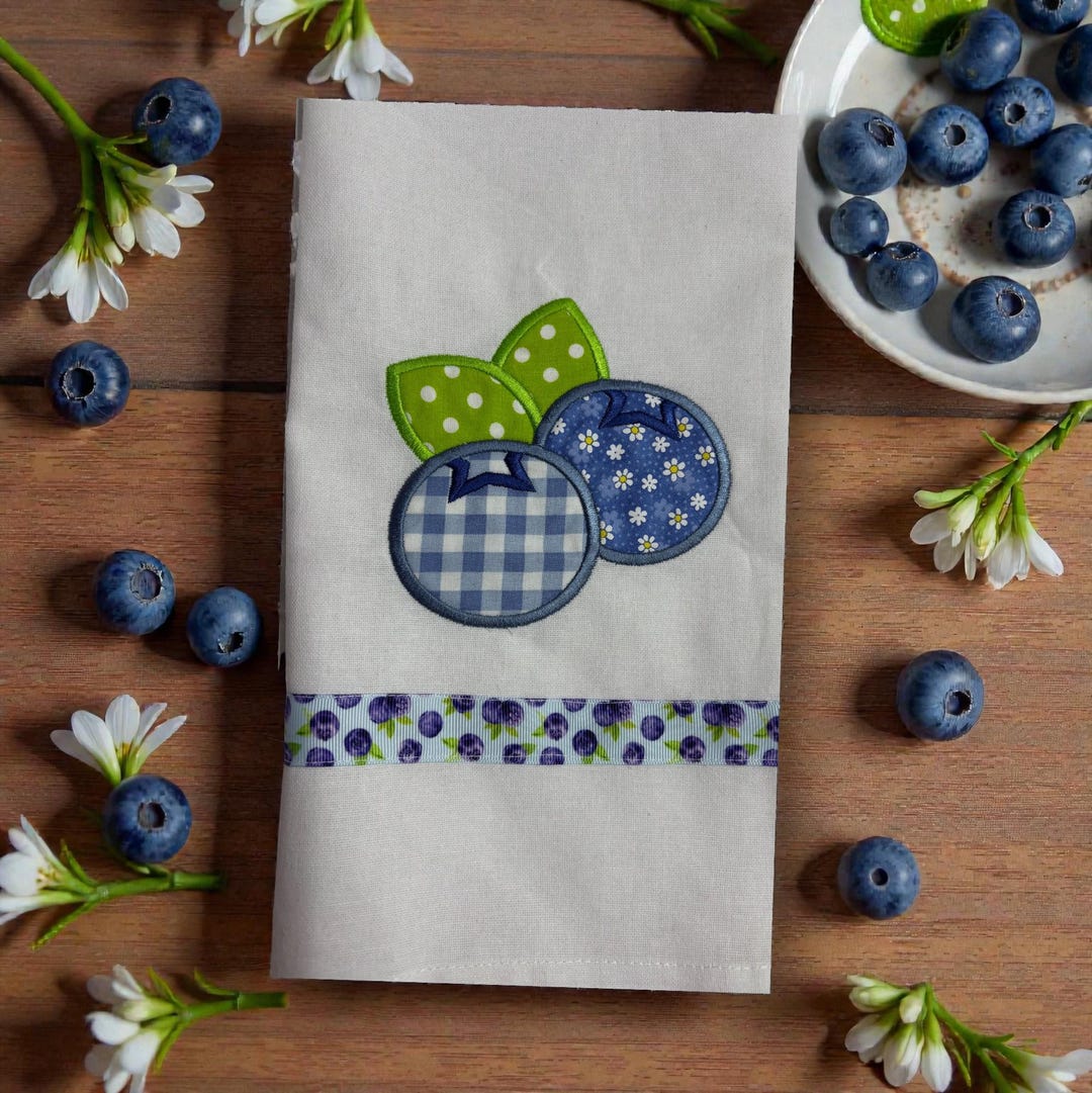 Kitchen Joy: Charming Blueberry Applique Towel - Etsy