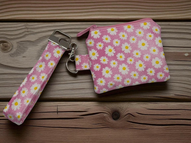 Keychain Wallet, Cotton Card Holder Coin Pouch With Floral Patterns - Etsy