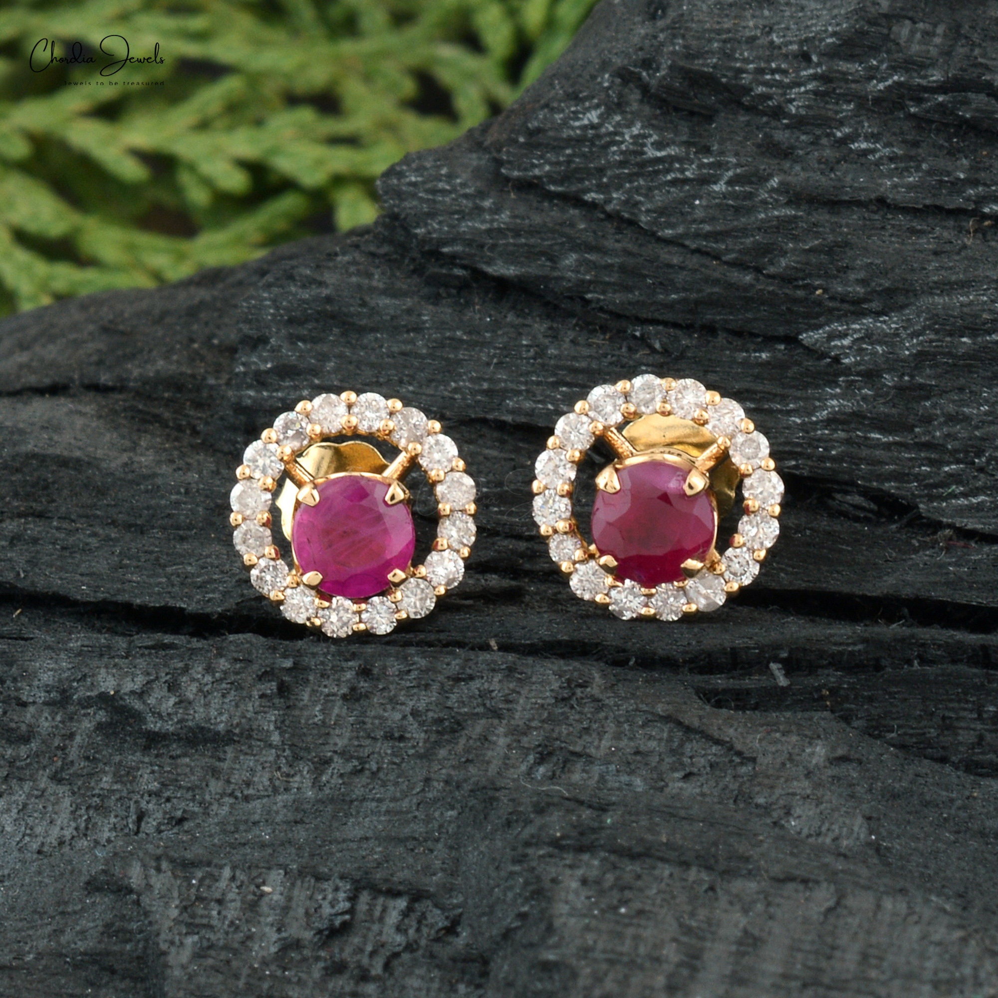 Genuine Ruby Stud Earrings