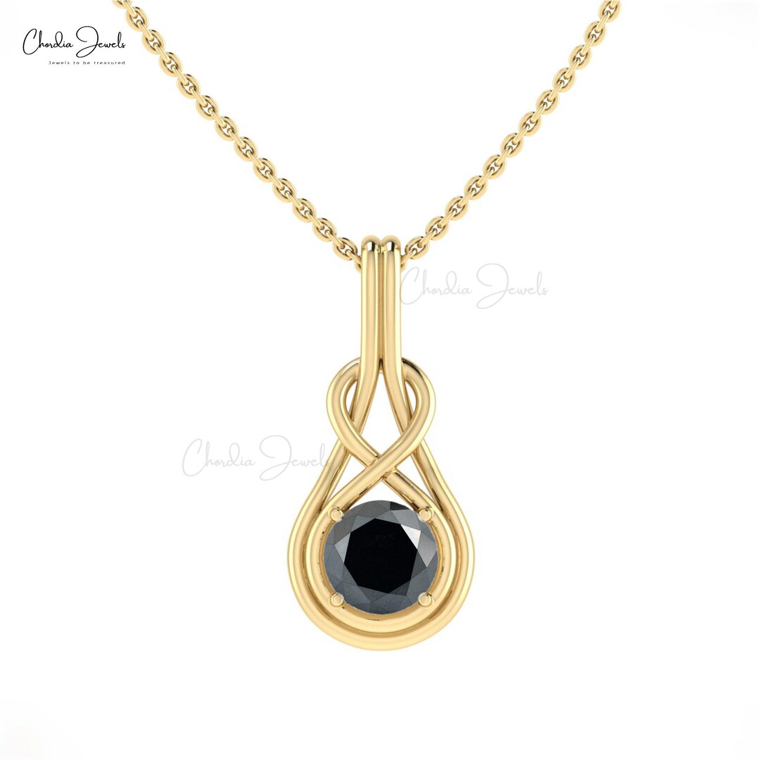 Infinity Loop Pendant, 14k Solid Gold Solitaire Pendant Necklace, 1 Ct ...