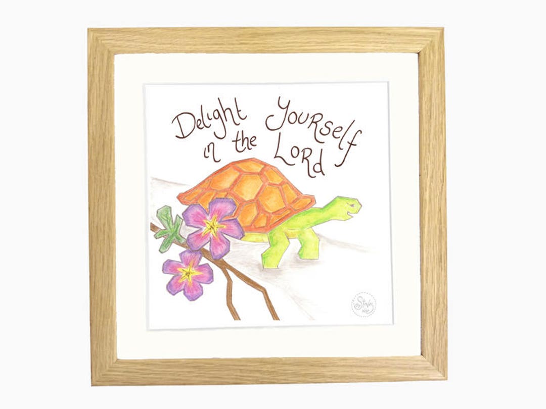 Scripture Wall Art Baptism Gift Delight Yourself in the Lord Tortoise ...