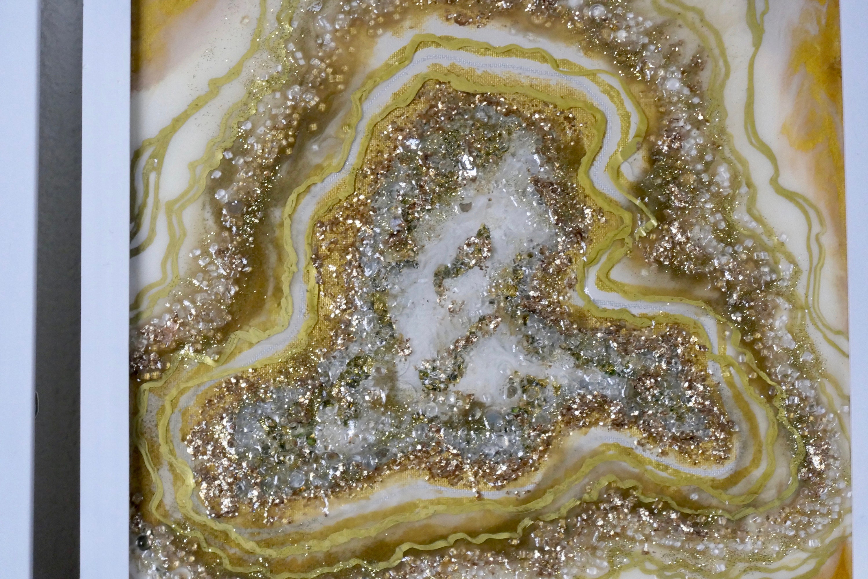 Golden Geode Collection, Original Mixed Media Resin Art, Gold Leaf ...