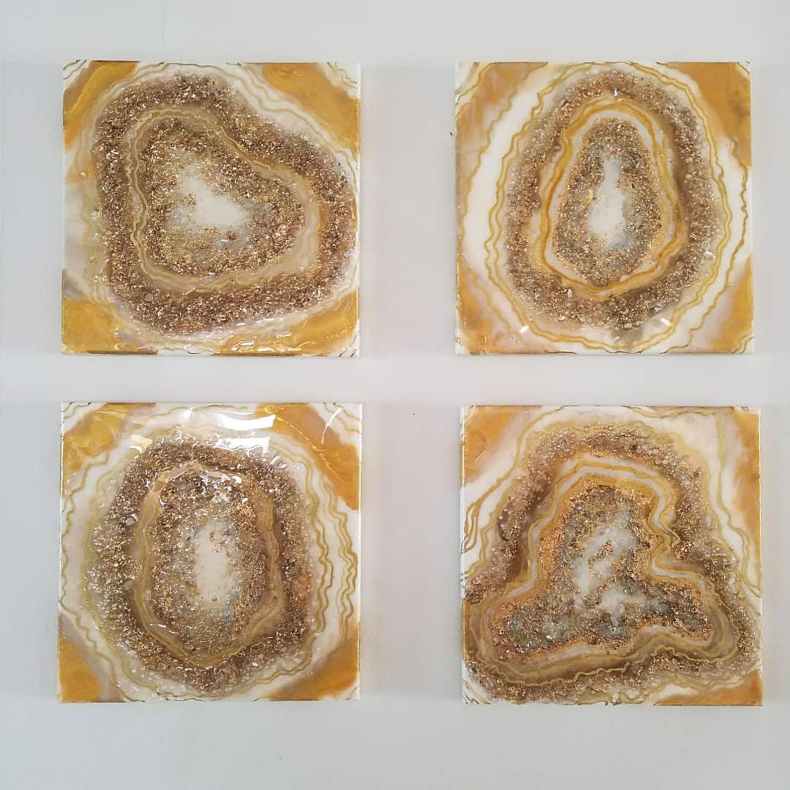 Golden Geode Collection, Original Mixed Media Resin Art, Gold Leaf ...